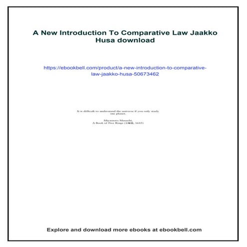 A New Introduction To Comparative Law Jaakko Husa | PDF