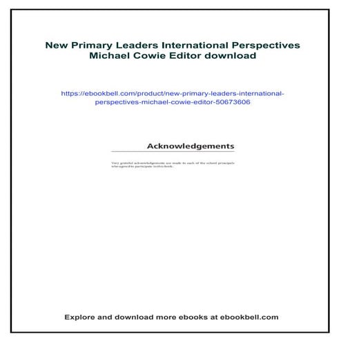 New Primary Leaders International Perspectives Michael Cowie Editor | PDF