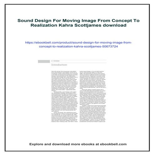 Sound Design For Moving Image From Concept To Realization Kahra ...