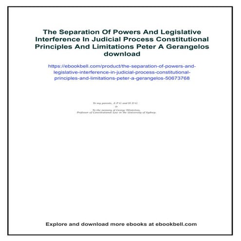 The Separation Of Powers And Legislative Interference In Judicial ...