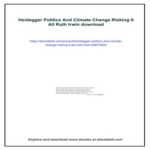 Heidegger Politics And Climate Change Risking It All Ruth Irwin | PDF