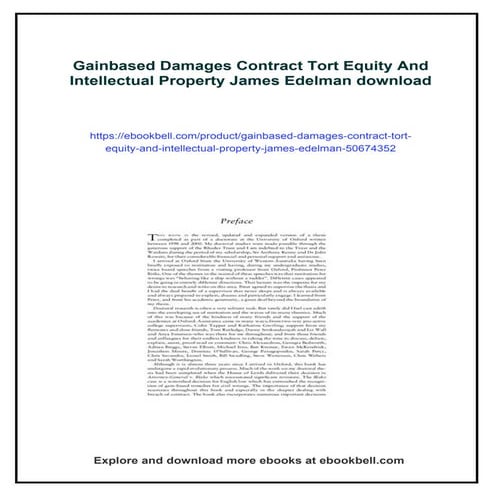 Gainbased Damages Contract Tort Equity And Intellectual Property James ...