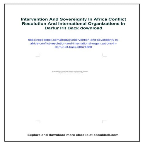 Intervention And Sovereignty In Africa Conflict Resolution And ...