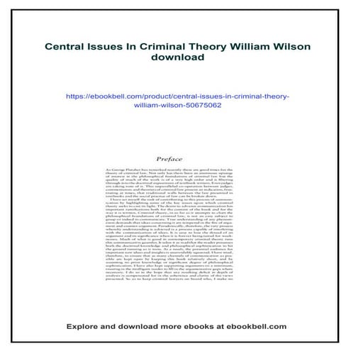 Central Issues In Criminal Theory William Wilson | PDF