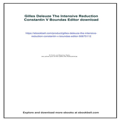 Gilles Deleuze The Intensive Reduction Constantin V Boundas Editor | PDF
