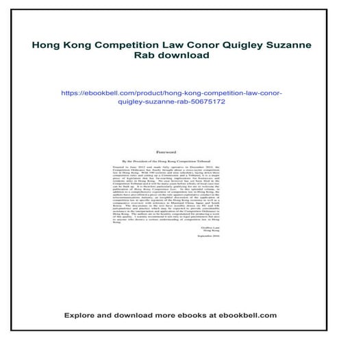 Hong Kong Competition Law Conor Quigley Suzanne Rab | PDF