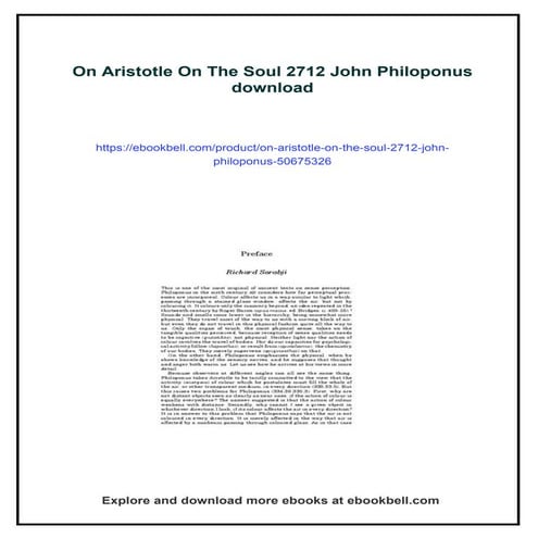 On Aristotle On The Soul 2712 John Philoponus | PDF
