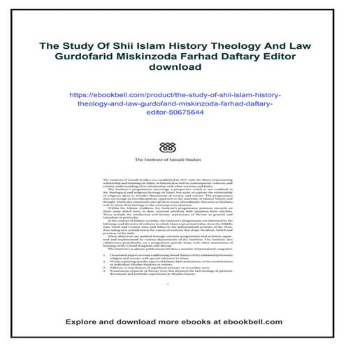 The Study Of Shii Islam History Theology And Law Gurdofarid Miskinzoda Farhad Daftary Editor | PDF