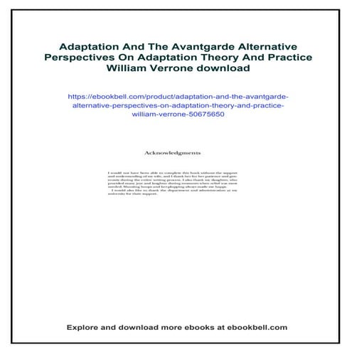 Adaptation And The Avantgarde Alternative Perspectives On Adaptation ...