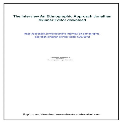 The Interview An Ethnographic Approach Jonathan Skinner Editor | PDF