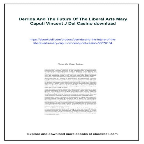 Derrida And The Future Of The Liberal Arts Mary Caputi Vincent J Del ...