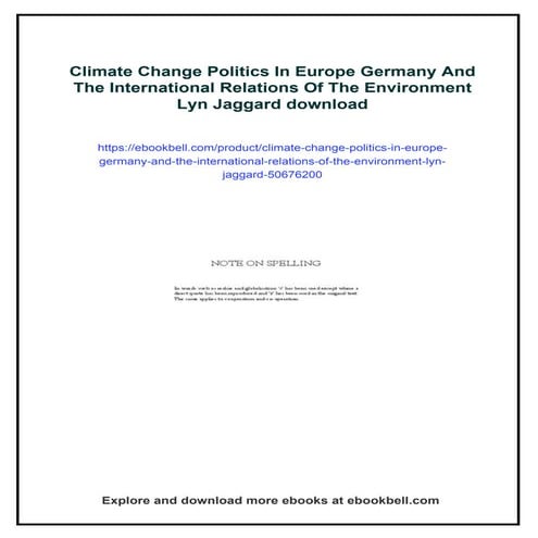 Climate Change Politics In Europe Germany And The International ...