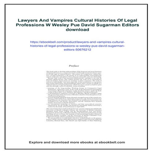 Lawyers And Vampires Cultural Histories Of Legal Professions W Wesley ...