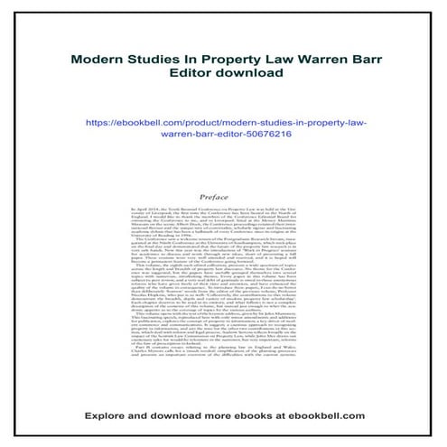 Modern Studies In Property Law Warren Barr Editor | PDF