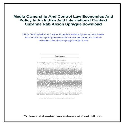 Media Ownership And Control Law Economics And Policy In An Indian And ...