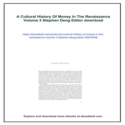 A Cultural History Of Money In The Renaissance Volume 3 Stephen Deng ...