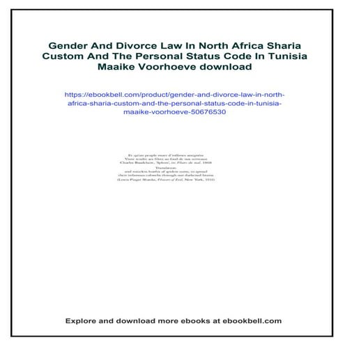 Gender And Divorce Law In North Africa Sharia Custom And The Personal ...