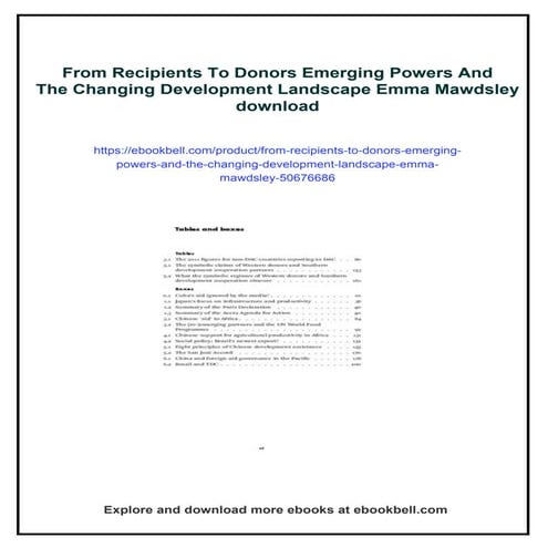 From Recipients To Donors Emerging Powers And The Changing Development ...