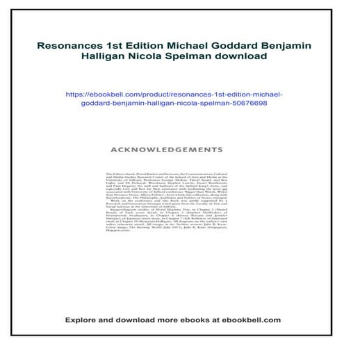 Resonances 1st Edition Michael Goddard Benjamin Halligan Nicola Spelman ...