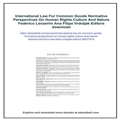 International Law For Common Goods Normative Perspectives On Human Rights Culture And Nature ...