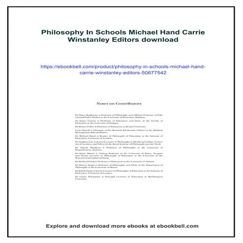 Philosophy In Schools Michael Hand Carrie Winstanley Editors | PDF
