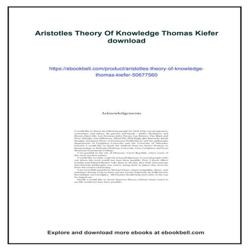 Aristotles Theory Of Knowledge Thomas Kiefer | PDF