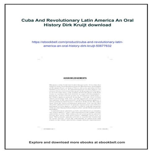 Cuba And Revolutionary Latin America An Oral History Dirk Kruijt | PDF