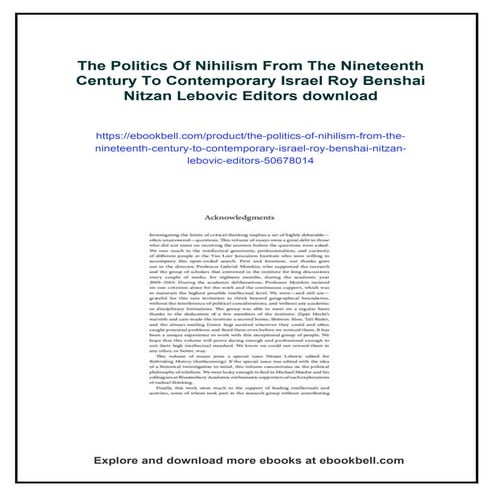 The Politics Of Nihilism From The Nineteenth Century To Contemporary ...
