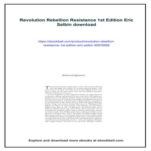 Revolution Rebellion Resistance 1st Edition Eric Selbin | PDF