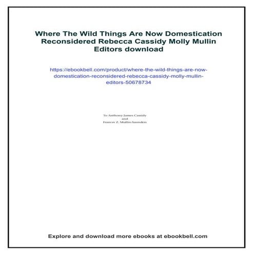 Where The Wild Things Are Now Domestication Reconsidered Rebecca ...