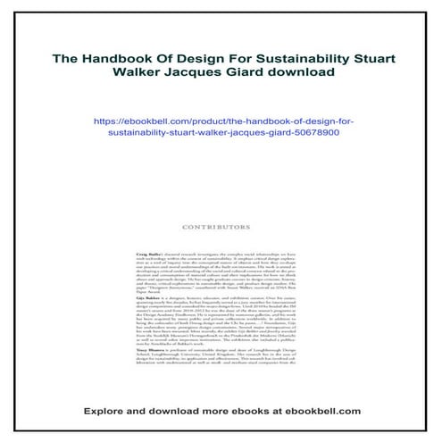 The Handbook Of Design For Sustainability Stuart Walker Jacques Giard | PDF