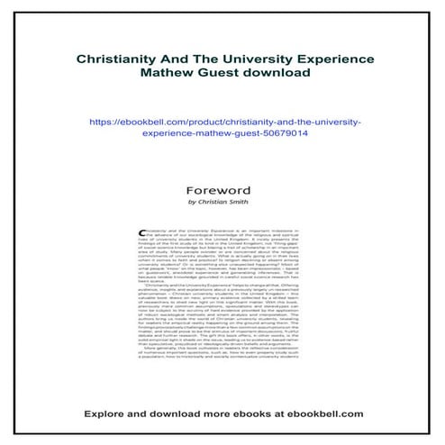 Christianity And The University Experience Mathew Guest | PDF