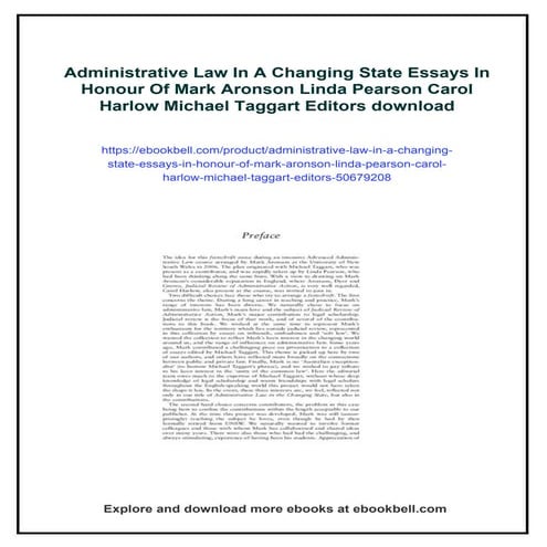 Administrative Law In A Changing State Essays In Honour Of Mark Aronson ...