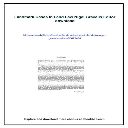 Landmark Cases In Land Law Nigel Gravells Editor | PDF