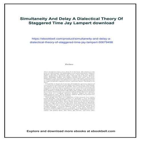 Simultaneity And Delay A Dialectical Theory Of Staggered Time Jay ...