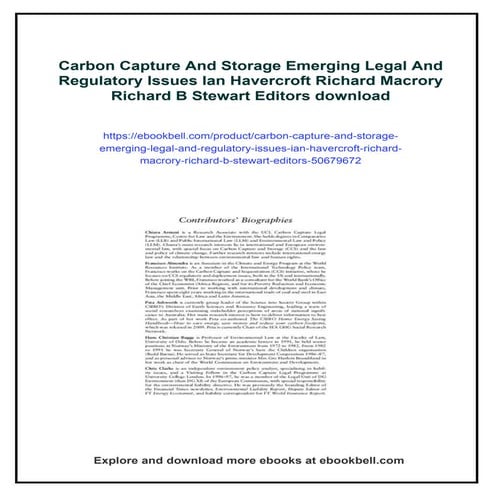 Carbon Capture And Storage Emerging Legal And Regulatory Issues Ian ...