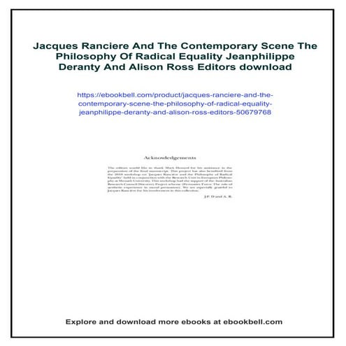 Jacques Ranciere And The Contemporary Scene The Philosophy Of Radical ...