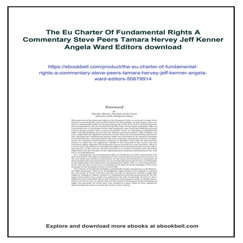 The Eu Charter Of Fundamental Rights A Commentary Steve Peers Tamara ...