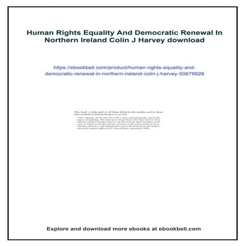 Human Rights Equality And Democratic Renewal In Northern Ireland Colin ...