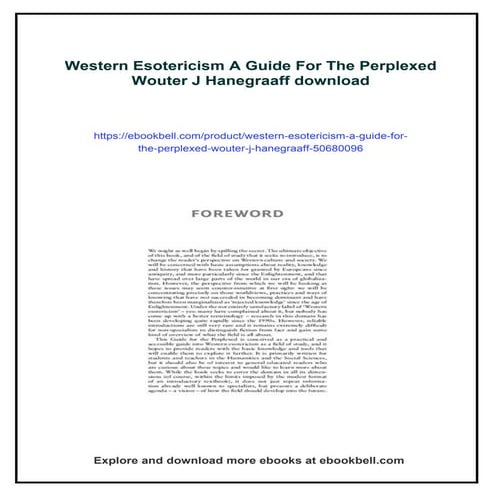 Western Esotericism A Guide For The Perplexed Wouter J Hanegraaff | PDF