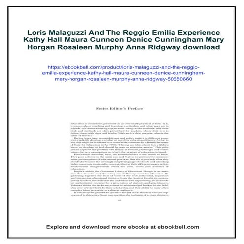 Loris Malaguzzi And The Reggio Emilia Experience Kathy Hall Maura ...