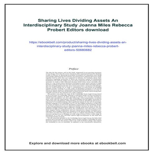 Sharing Lives Dividing Assets An Interdisciplinary Study Joanna Miles ...