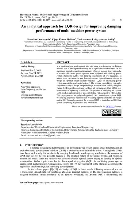 An Analytical Approach For Lqr Design For Improving Damping Performance Of Multi Machine Power
