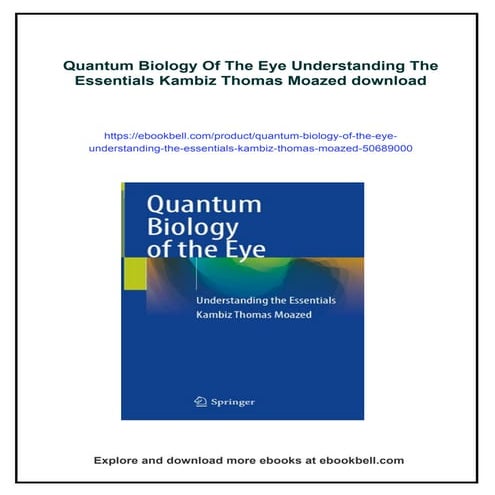 Quantum Biology Of The Eye Understanding The Essentials Kambiz Thomas ...