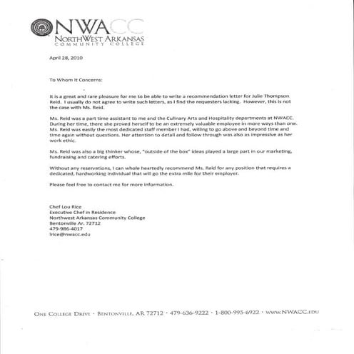 NWACC Letter of Recommendation | PDF
