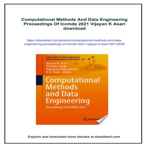 Computational Methods And Data Engineering Proceedings Of Iccmde 2021 Vijayan K Asari | PDF
