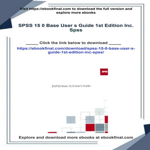 SPSS 15 0 Base User s Guide 1st Edition Inc. Spss | PDF