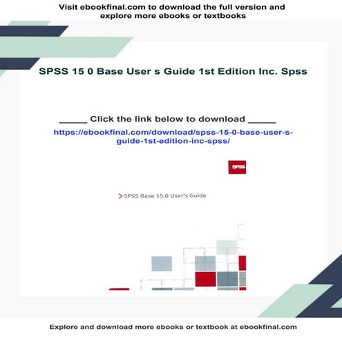 SPSS 15 0 Base User s Guide 1st Edition Inc. Spss | PDF