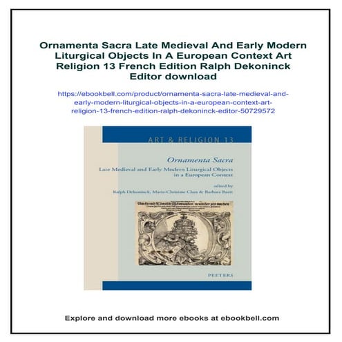 Ornamenta Sacra Late Medieval And Early Modern Liturgical Objects In A ...