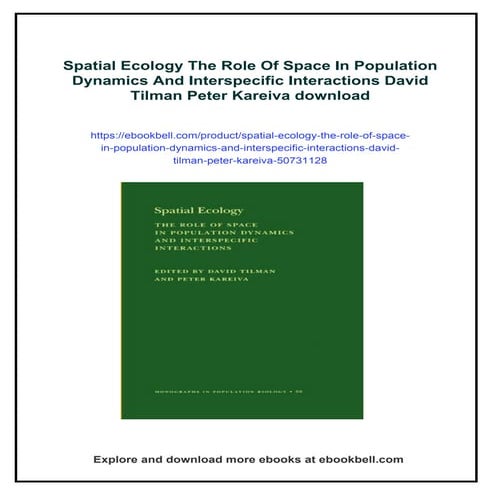 Spatial Ecology The Role Of Space In Population Dynamics And ...